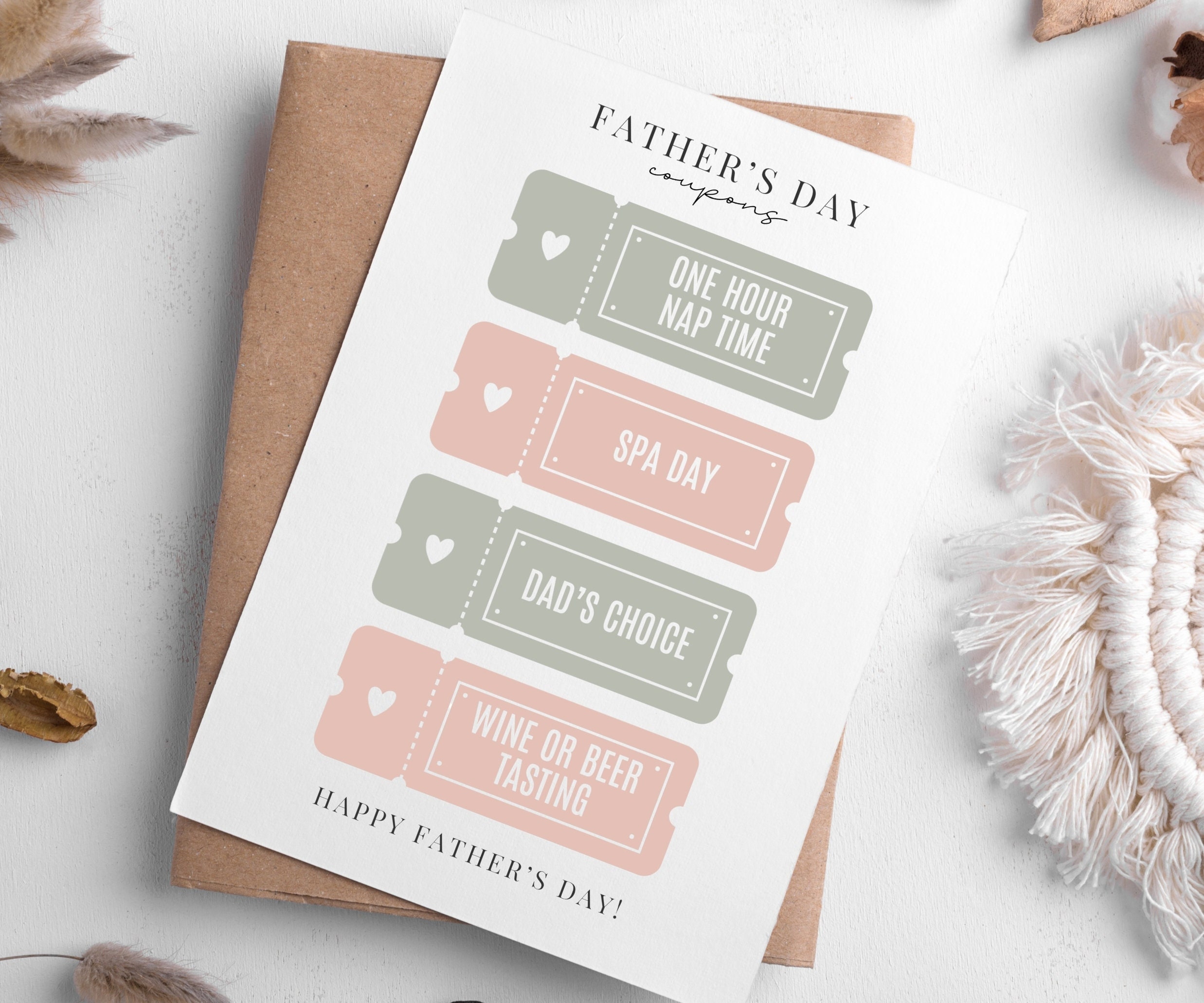 24 Cupones Imprimibles del Día del Padre, Libro de Cupones del Día del ...