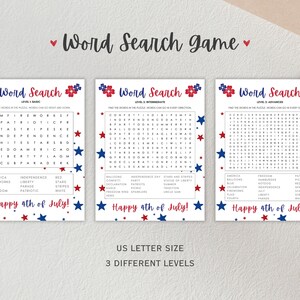 Printable Patriotic Activity Bundle: Word Search, Bingo, This or That ...