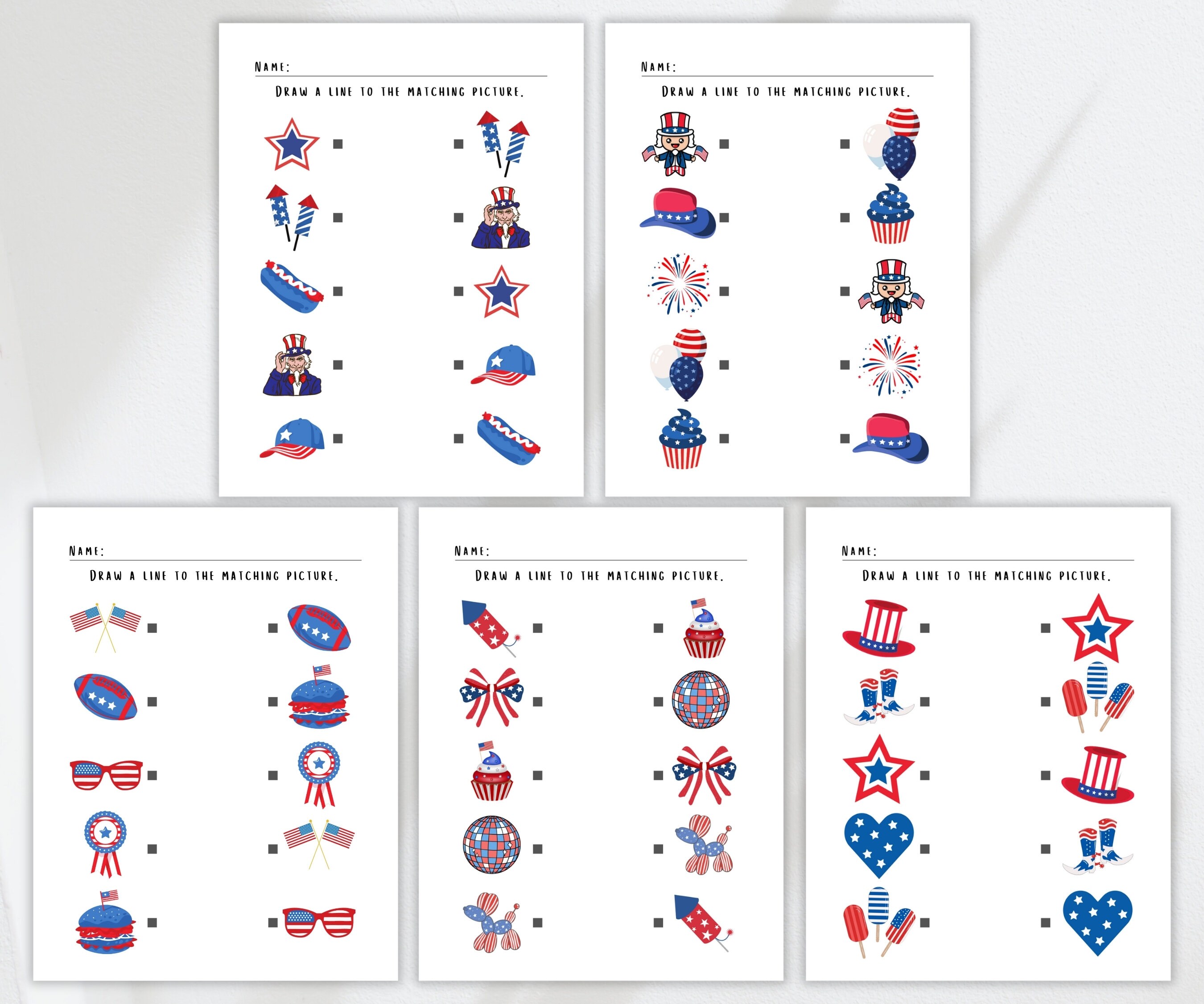 Printable Matching Worksheets, Match the Picture, Kindergarten ...