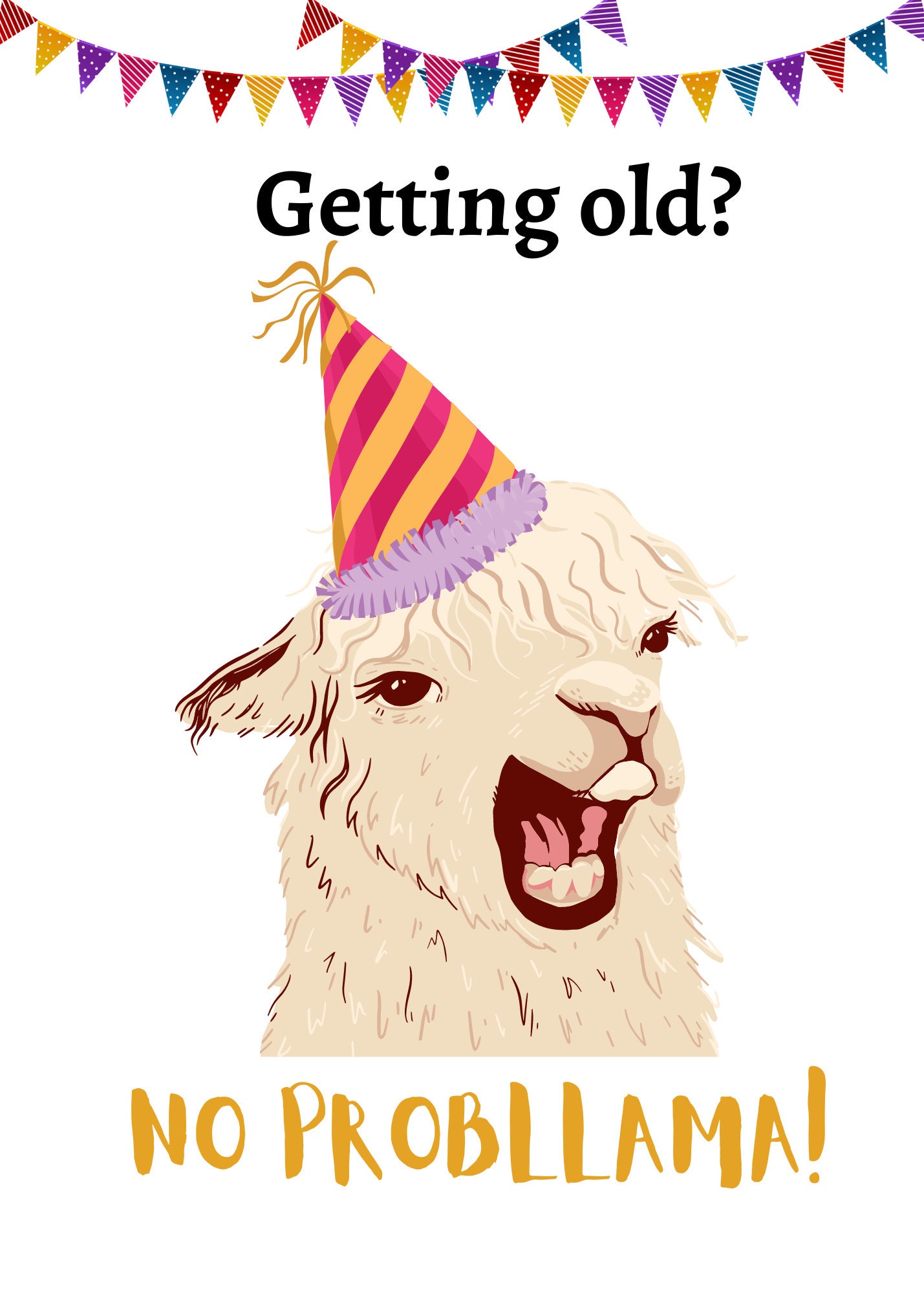 Funny Llama Birthday Card Printable, Instant Download, Funny Animal ...