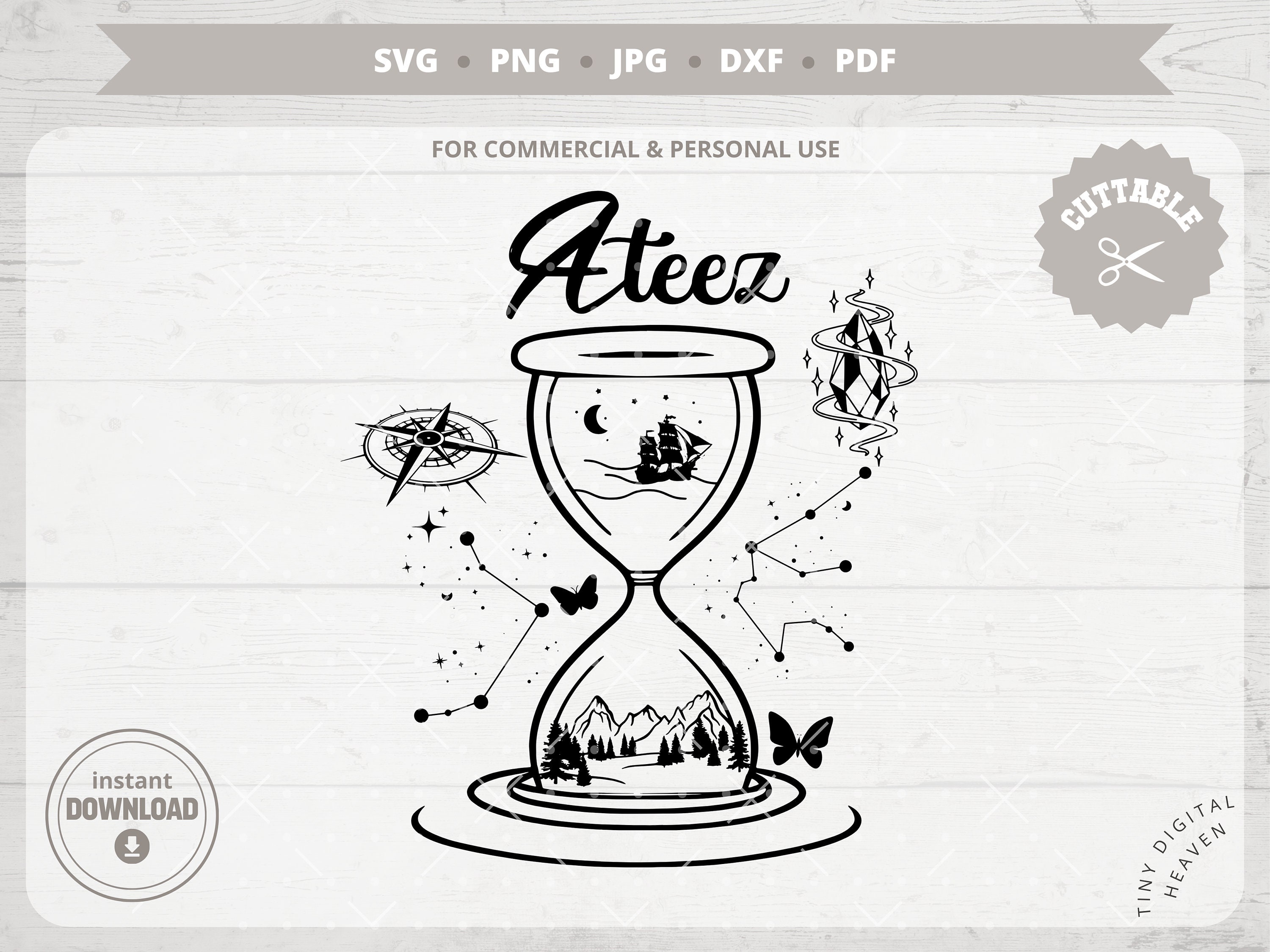 ATEEZ Svg Png Jpg Dxf Pdf Magic Hourglass ATINY Kpop Sticker Decal ...