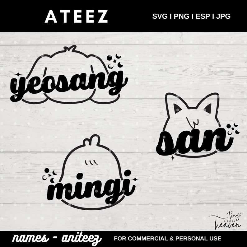 ATEEZ Svg Png Vector Names Aniteez ATINY Digital Printable Graphic ...