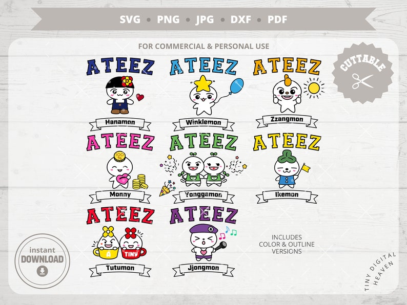 ATEEZ | Svg | Png | Jpg | Dxf | Pdf | Teez-mon | ATINY | Kpop Sticker ...