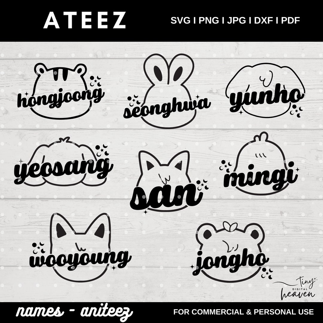 Buy ATEEZ Svg Png Jpg Dxf Pdf Names Aniteez ATINY Digital Printable ...