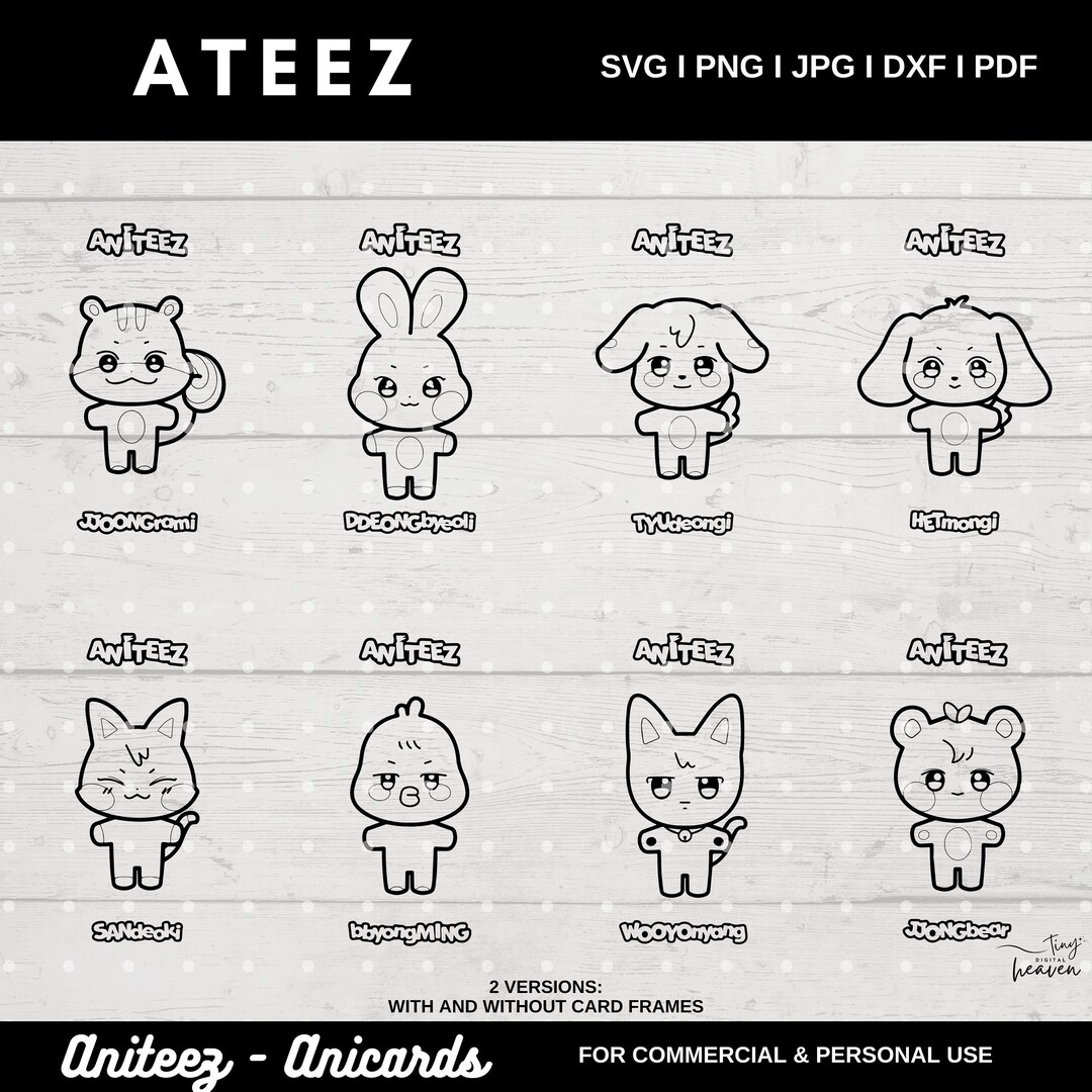 ATEEZ Svg Png Jpg Dxf Pdf Aniteez Anicards ATINY Digital Printable ...
