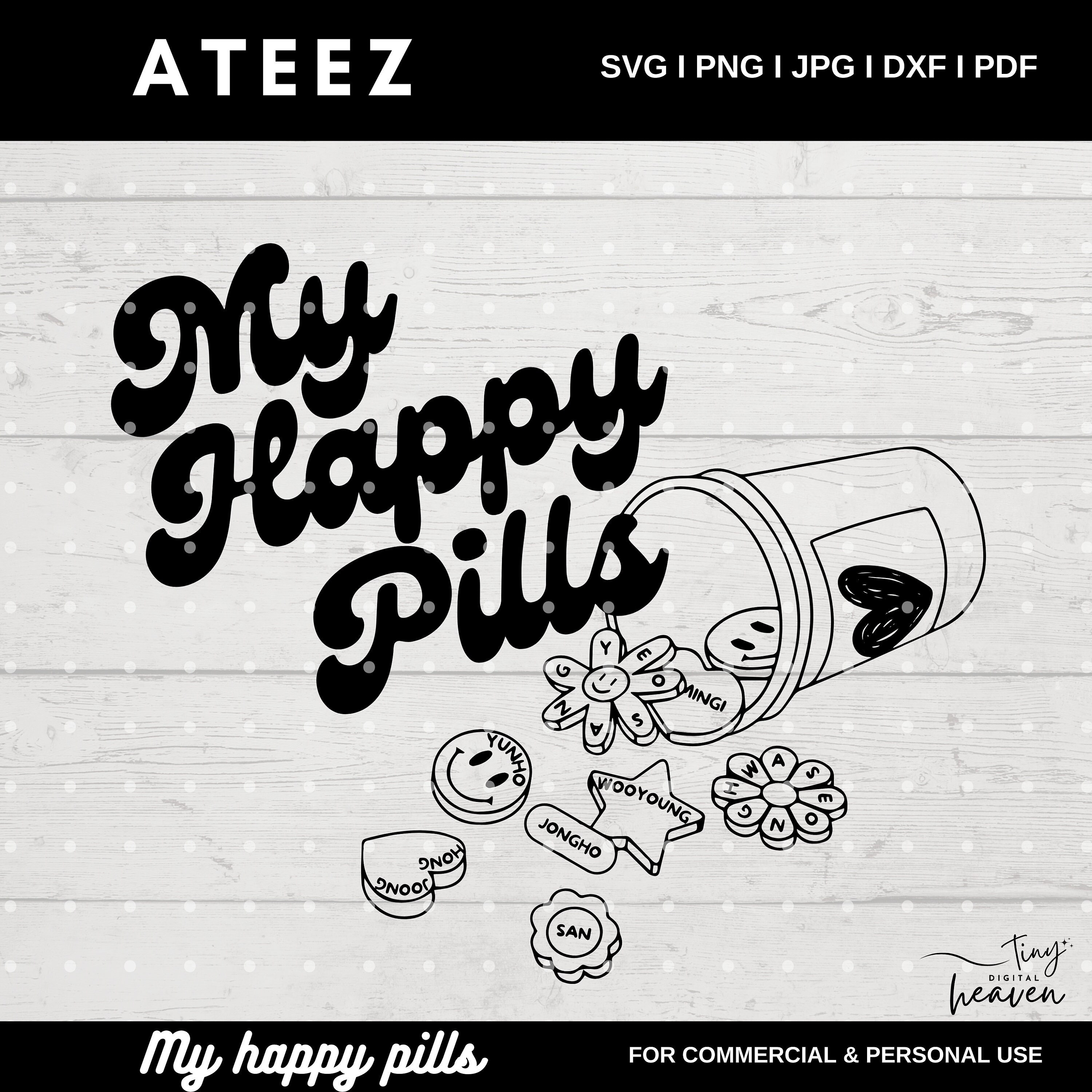 ATEEZ Svg Png Jpg Dxf Pdf Happy Pills ATINY Digital Printable Vector ...