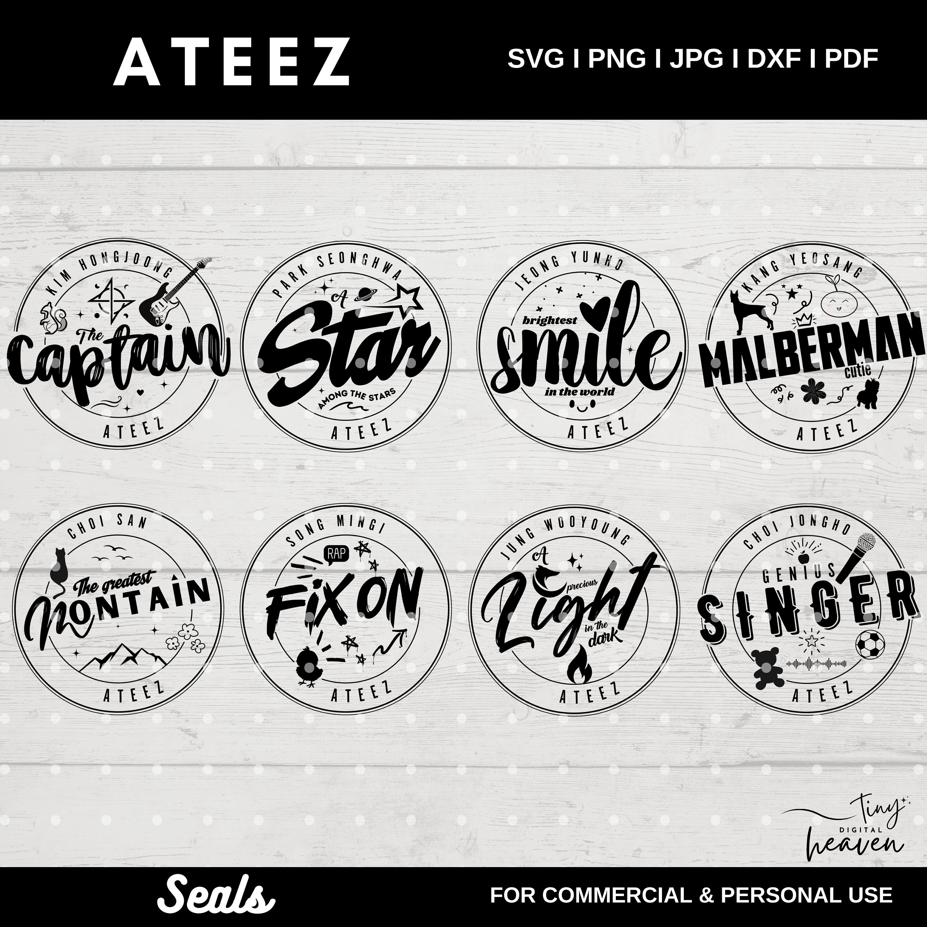 ATEEZ Svg Png Jpg Dxf Pdf Seals ATINY Digital Printable Graphic Design ...