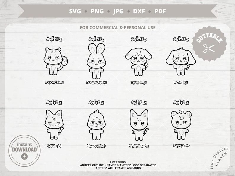 ATEEZ | Svg | Png | Jpg | Dxf | Pdf | Aniteez - Anicards | ATINY | Kpop ...