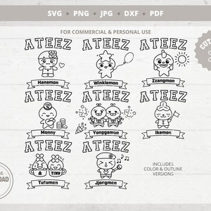 ATEEZ svg png jpg dxf pdf Teez-Mon ATINY KPop Sticker Decal Vector ...