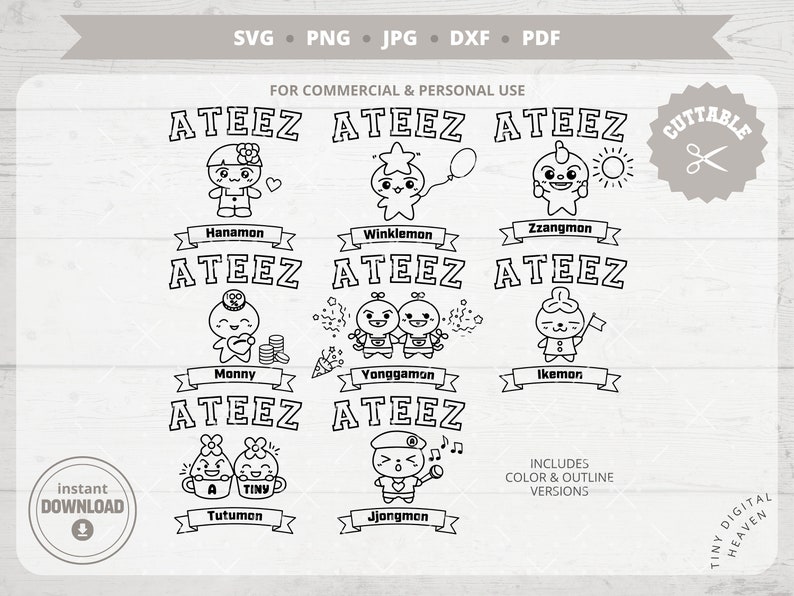 ATEEZ | Svg | Png | Jpg | Dxf | Pdf | Teez-mon | ATINY | Kpop Sticker ...