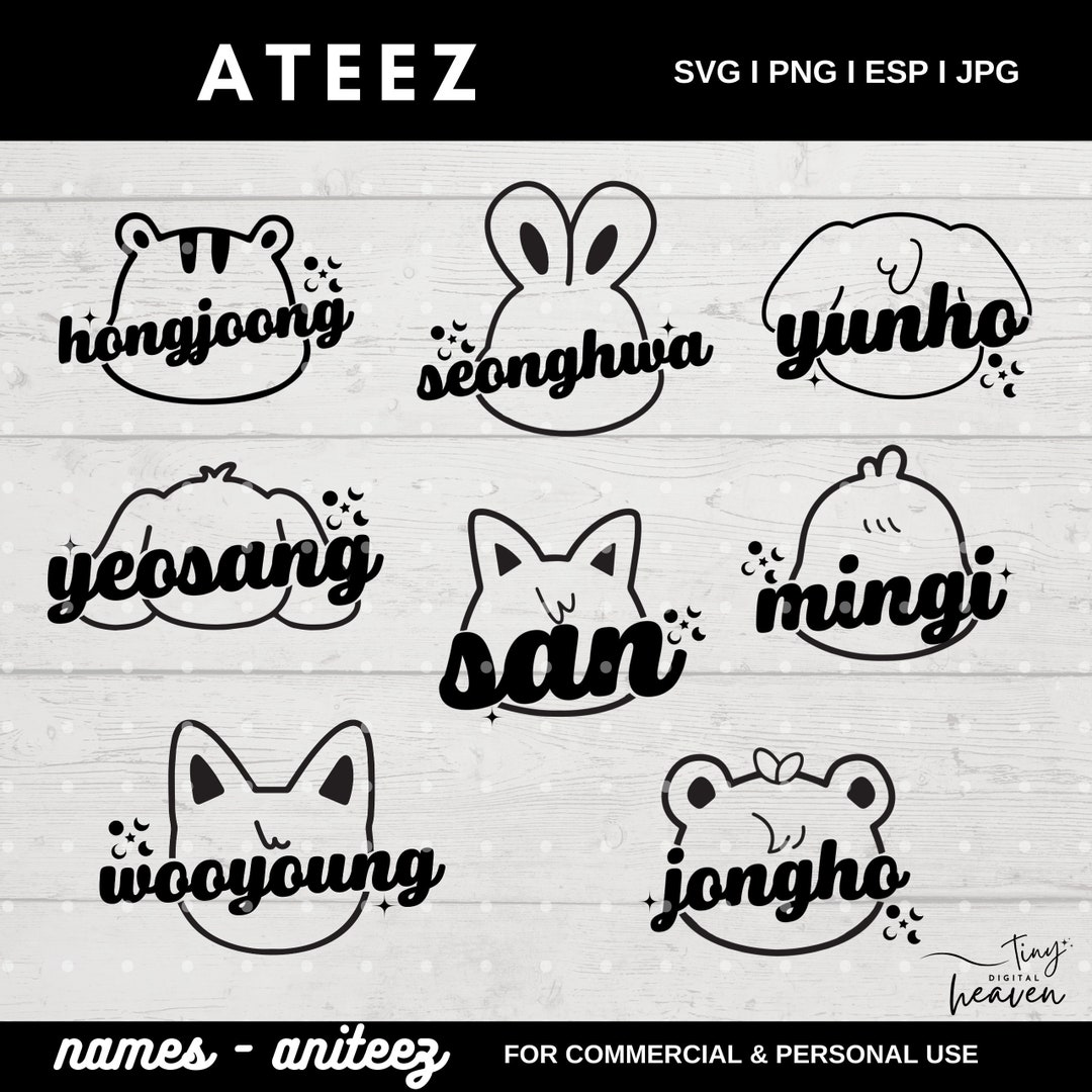 ATEEZ Svg Png Vector Names Aniteez ATINY Digital Printable Graphic ...