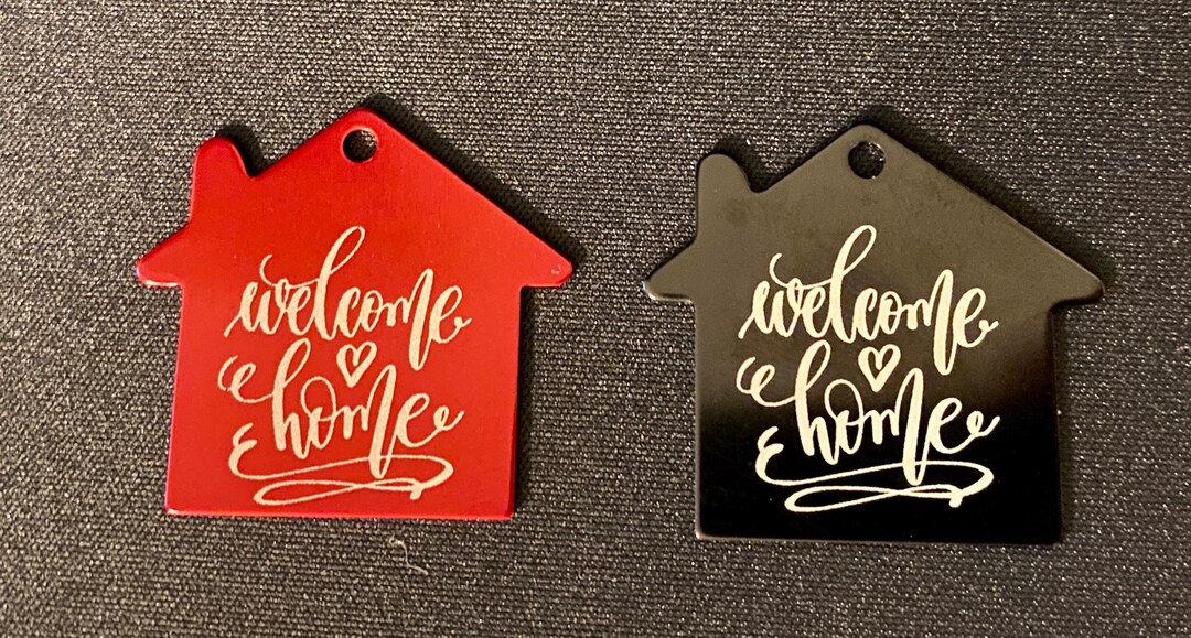 Laser Engraved House Shaped Keychain “welcome Home” - Etsy