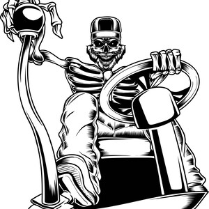Driver Skeleton Trucking Trucker //trucking Hat Cap Beard Gear Shifter ...