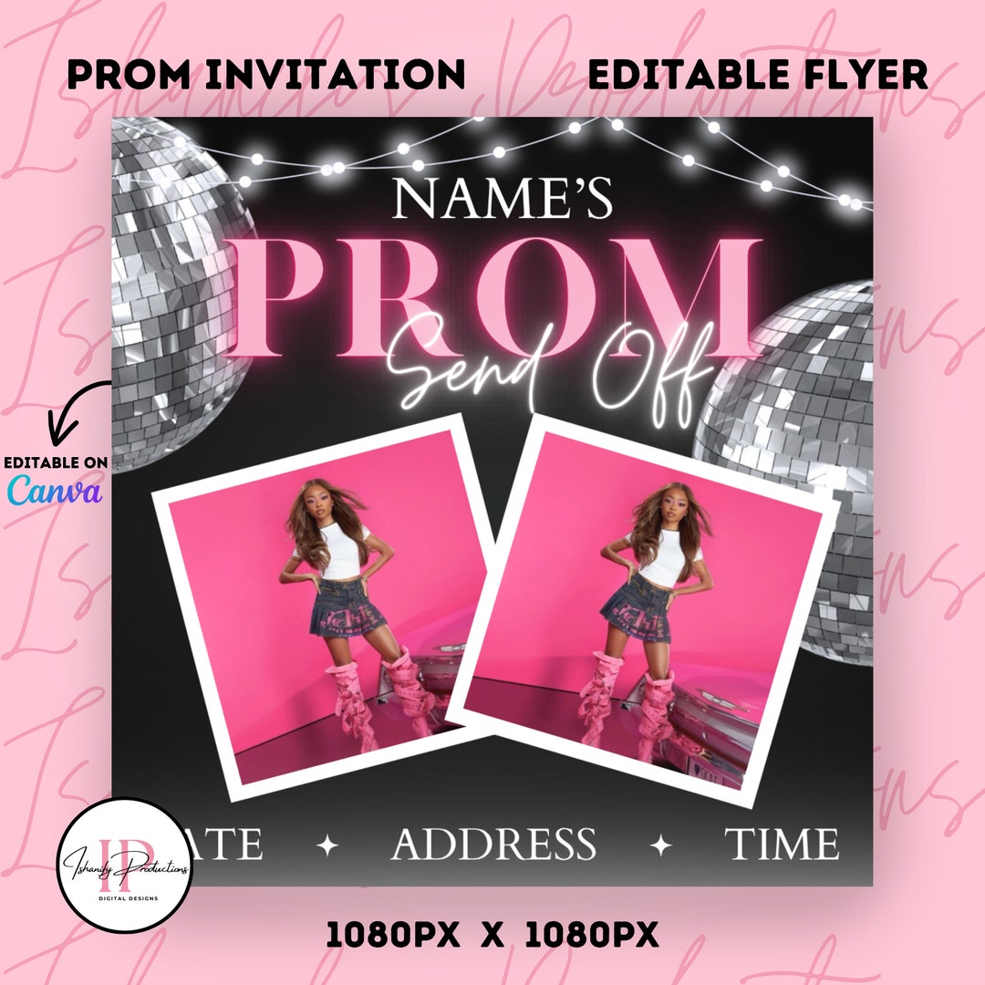 Digital Themed Prom Send off Invitation Prom Invitation Flyer Editable ...