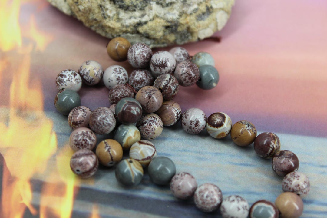 Sonora Dendritic Rhyolite Beads Natural 8mm Bead Necklace Sonora ...