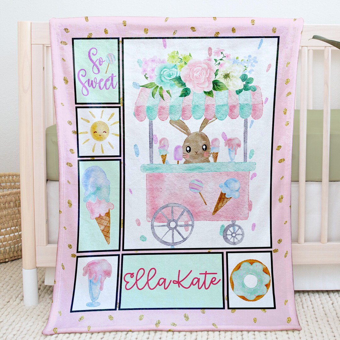 Girls Custom Minky Blanket Rabbit Bunny Cute Pink Bedroom Decor ...