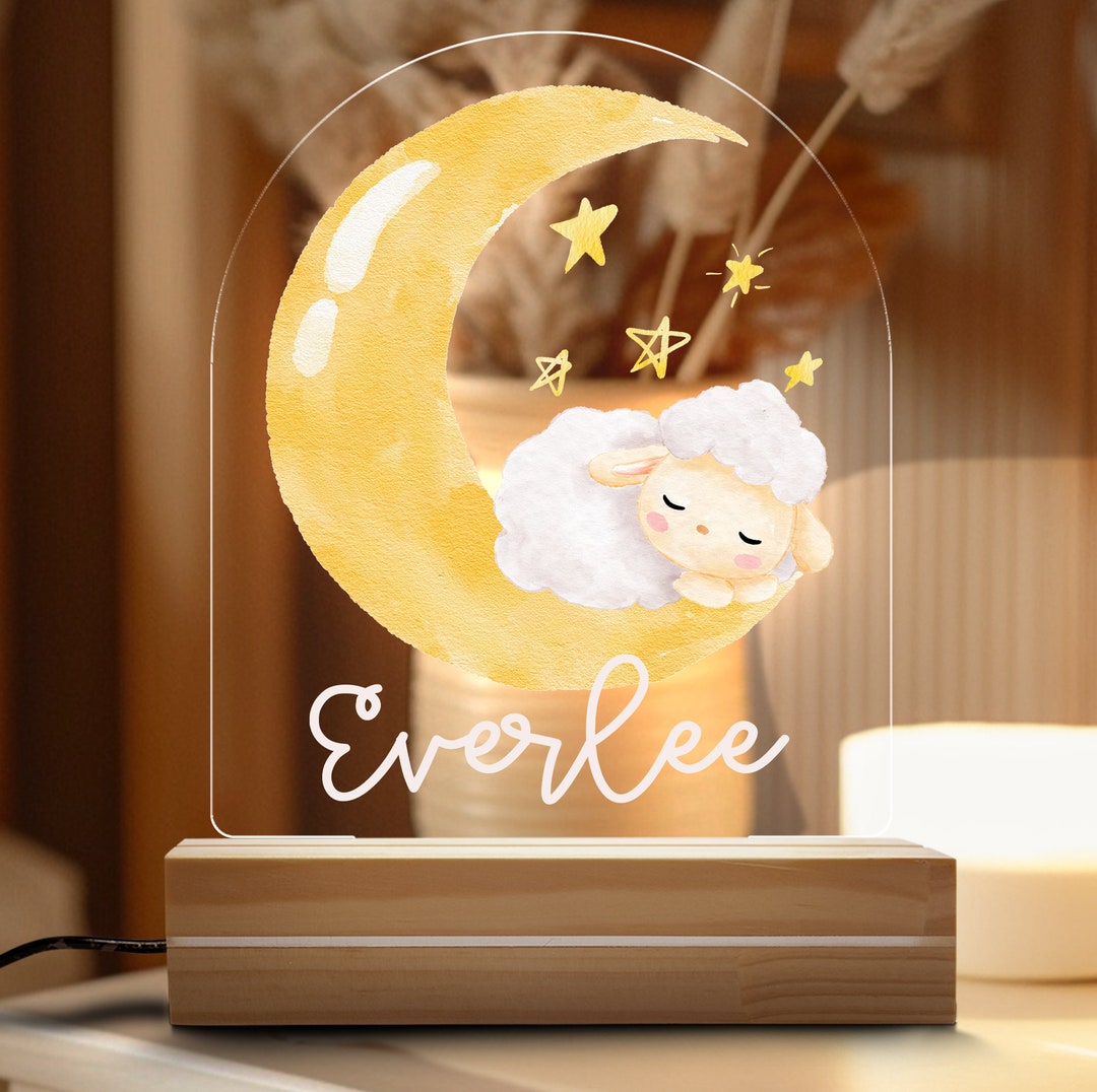 Custom Night Light, Lamb Personalized Kids Baby Nursery Decor Boys or ...