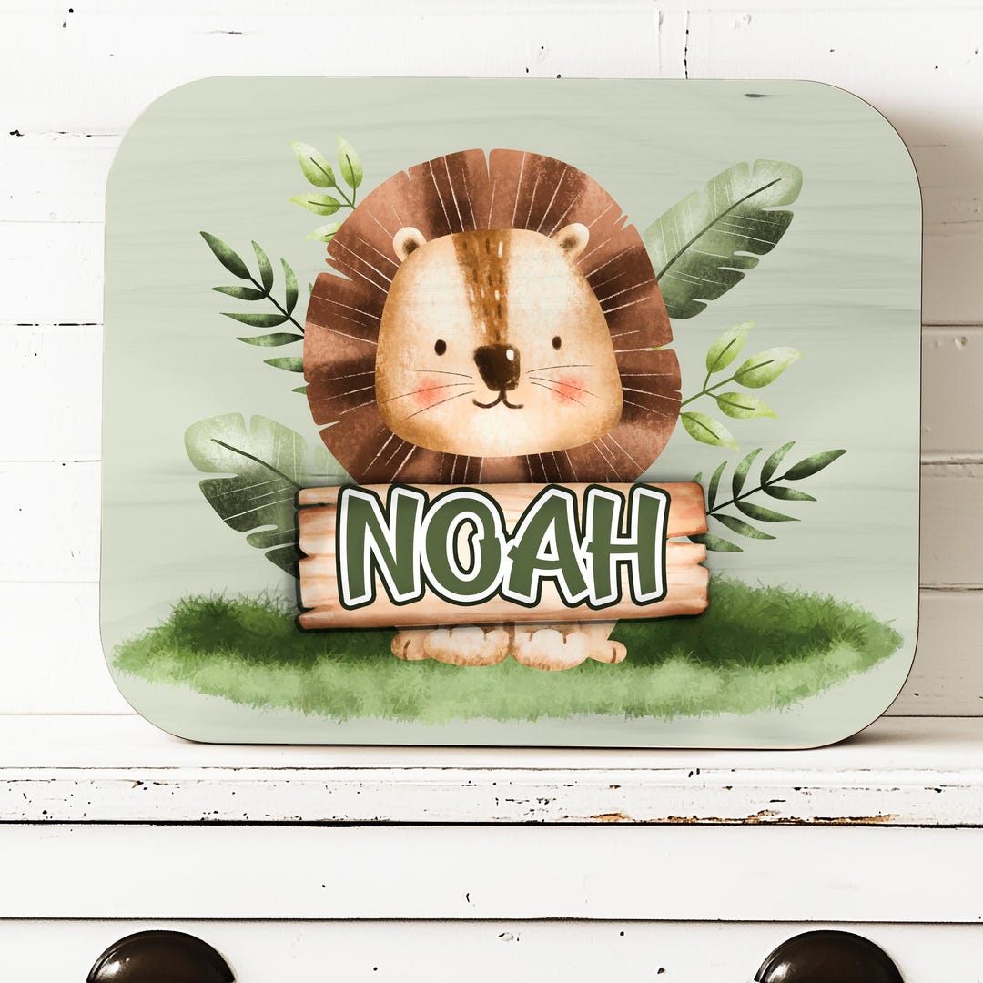 Personalized Lion Name Sign for Kids – Safari Boys Custom Wooden Wall ...