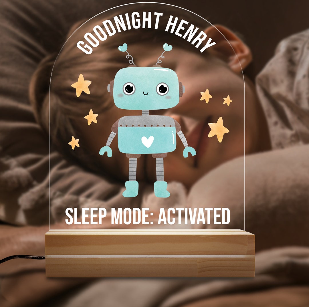 Goodnight Robot Night Light Custom LED Acrylic Light for Kids Birthday ...