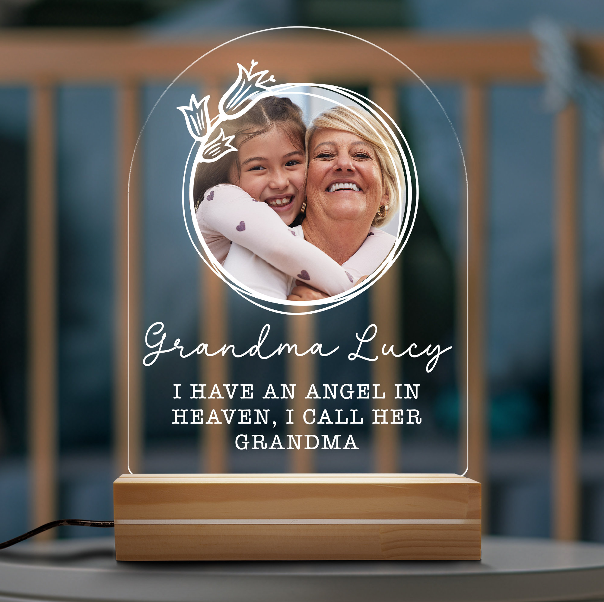 In Loving Memory Custom Personalized Photo LED Wood Stand Room Night ...