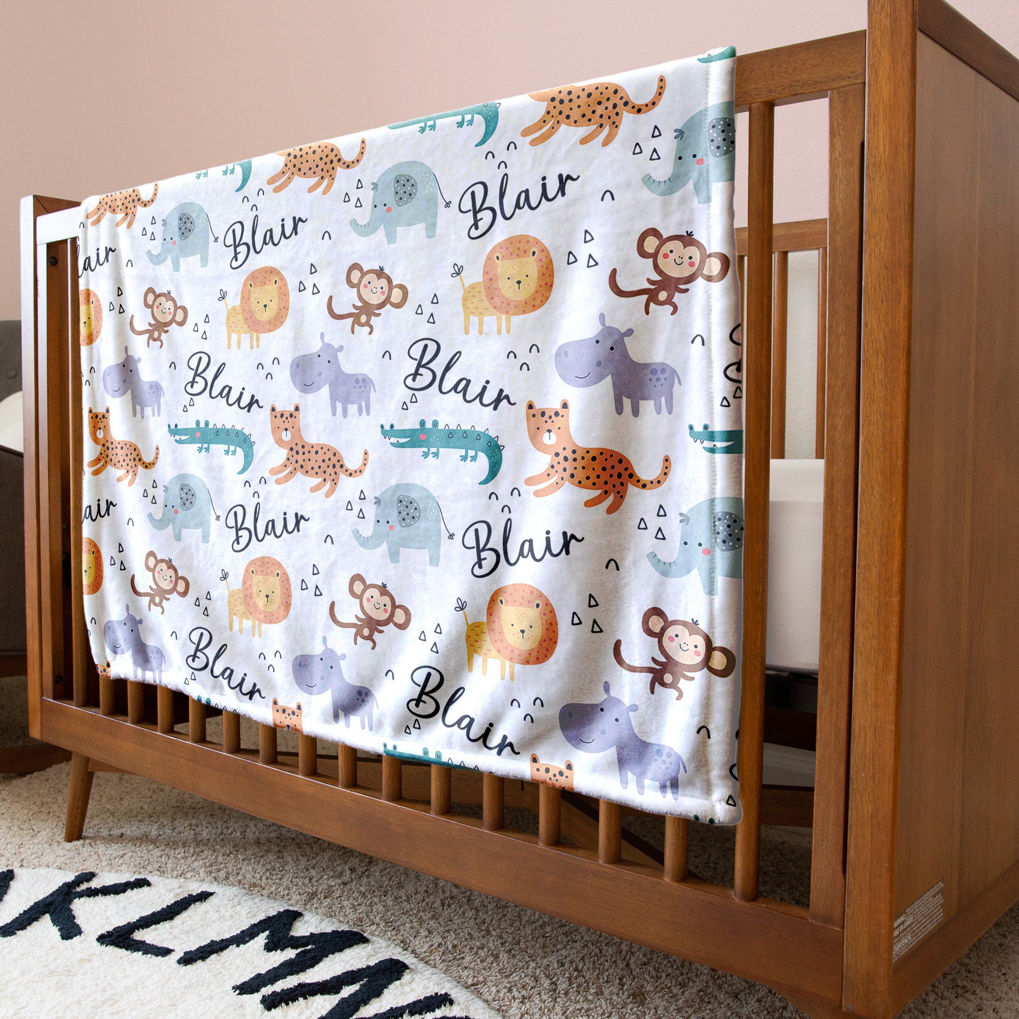 Zoo Animal Baby Name Swaddle Custom Swaddle Matching Set Headband or ...