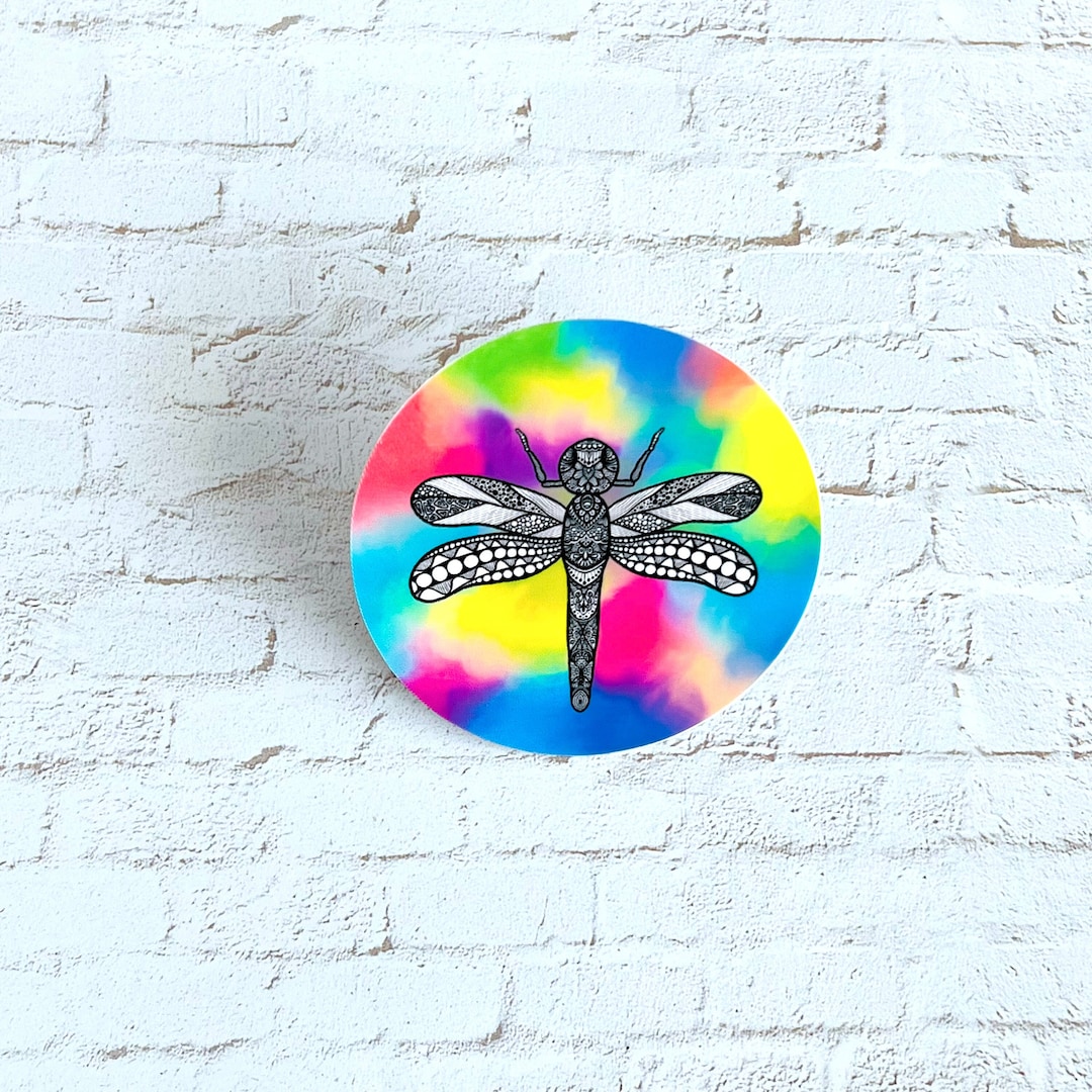 Colorful Rainbow Doodle Dragonfly Sticker | Laptop Water Bottle iPad ...