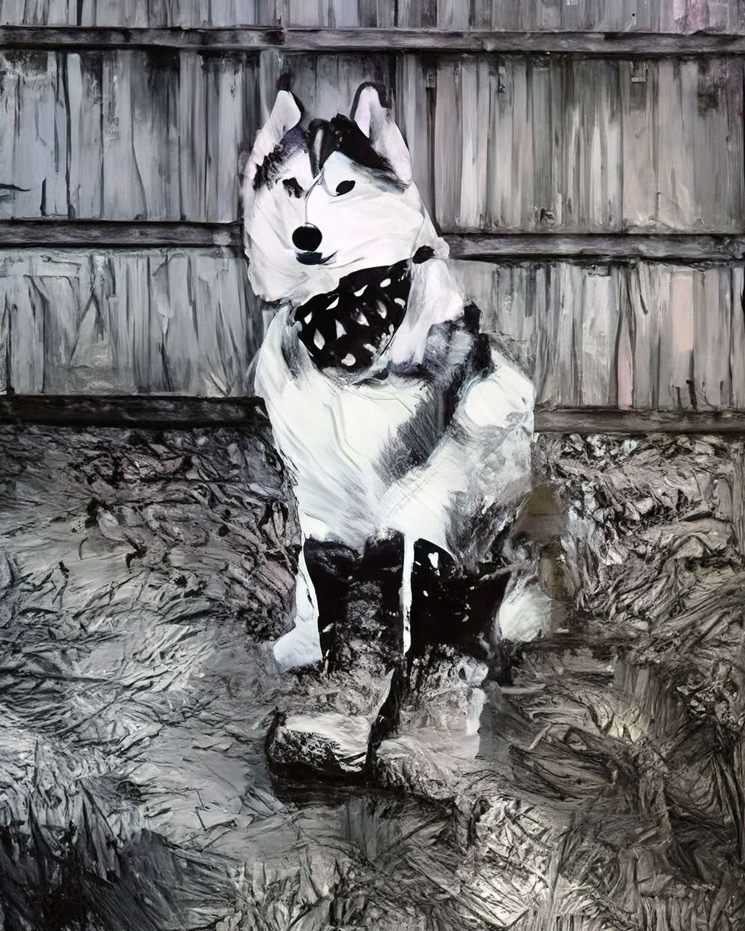 Vintage Inspired Siberian Husky Art Print - Retro Monochrome Dog ...