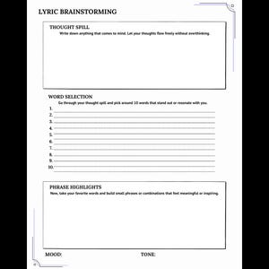 Songwriting Worksheet for Overcoming Writer’s Block | Instant Download ...