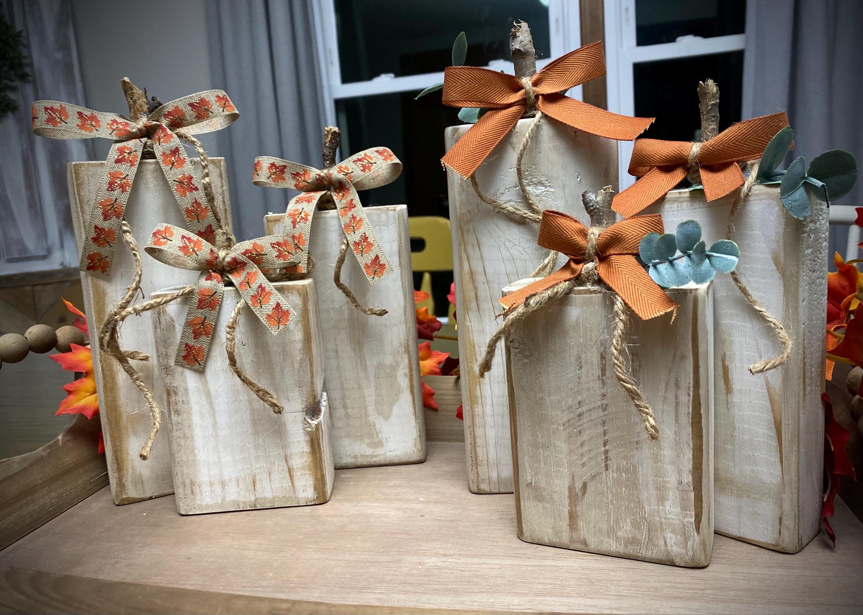 Wood Pumpkins, Wood Pumpkin Set, Fall Decor, Rustic Wood Pumpkins, 2x4 ...