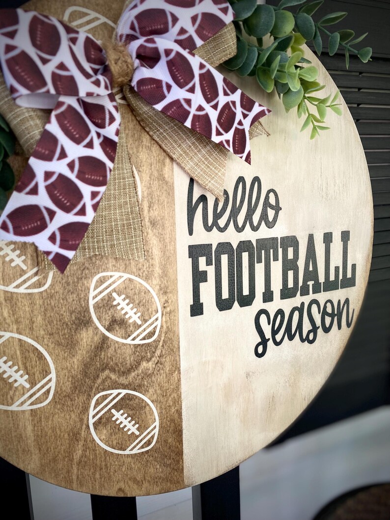 Football Door Hanger, Hello Football Door Decor, Football Sign, Door ...