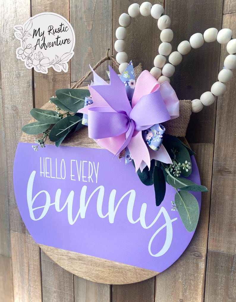 Easter Door Hanger, Hello Every Bunny, Easter Decor, Easter Door Wreath ...