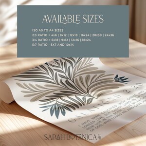 Bible Verse Floral Print Boho Abstract Flowers Wall Art Blue and Beige ...