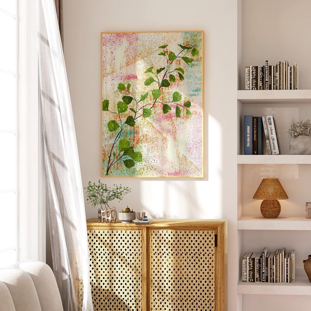 Houseplant Wall Art Printable Abstract Fern Art Print Living Room or ...