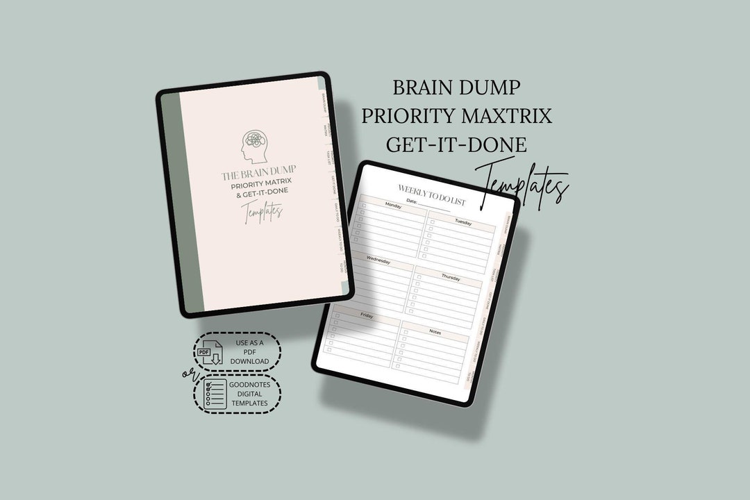 Brain Dump Template Pages Priority Matrix Productivity Template Daily ...