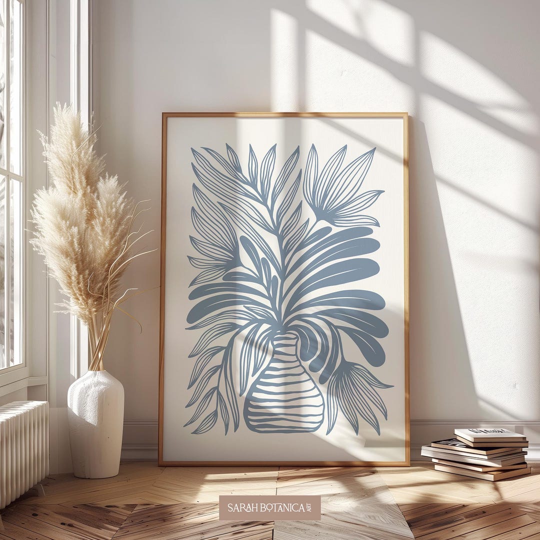 Flower Art Print Modern Fine Line Abstract Flower Illustration Dusty ...