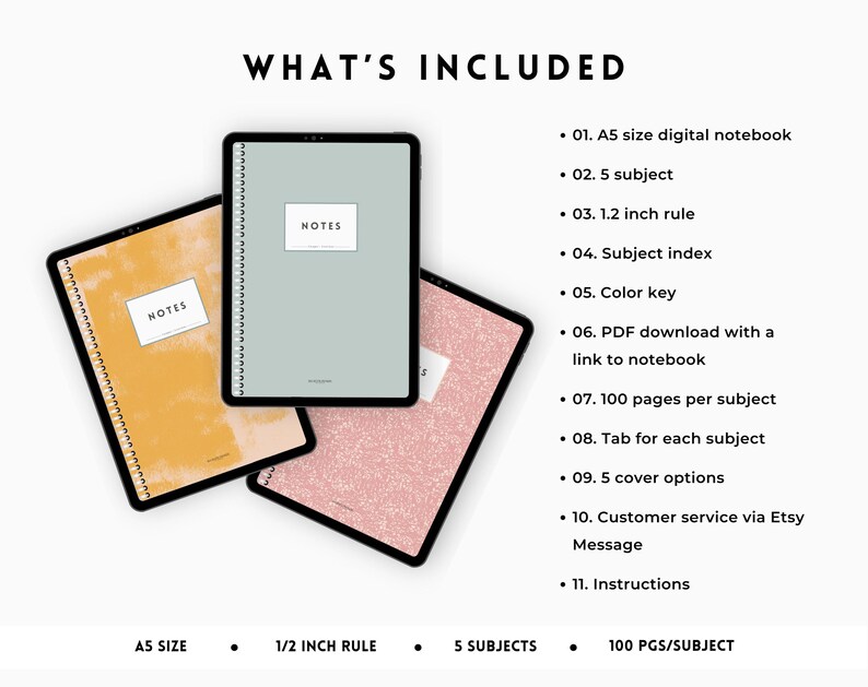 Digital Student Notebook - Goodnotes Notebook - Hyperlinked Notebook ...