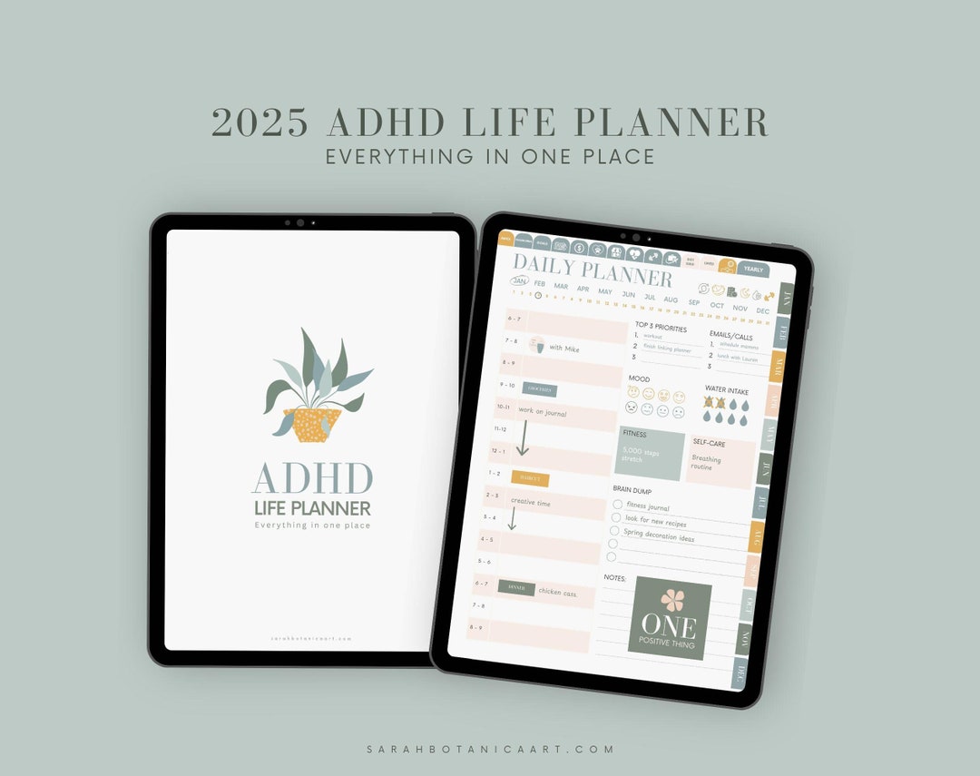 2025 ADHD Life Digital Planner Dated Planner Undated Planner Artistic ...