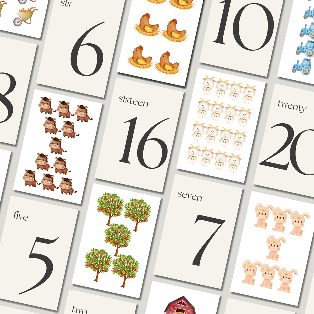 Digital Flashcards 'farmyard' Numbers 1-20 Numerical Learning Tool ...