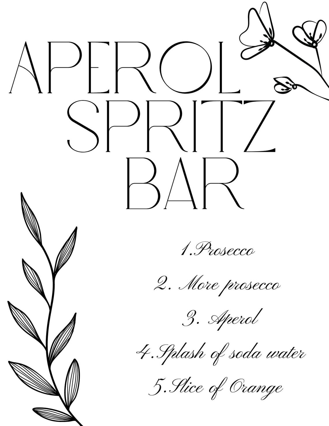 Bar Sign Template Customizable, Printable, Modern Minimalist, Aperol ...