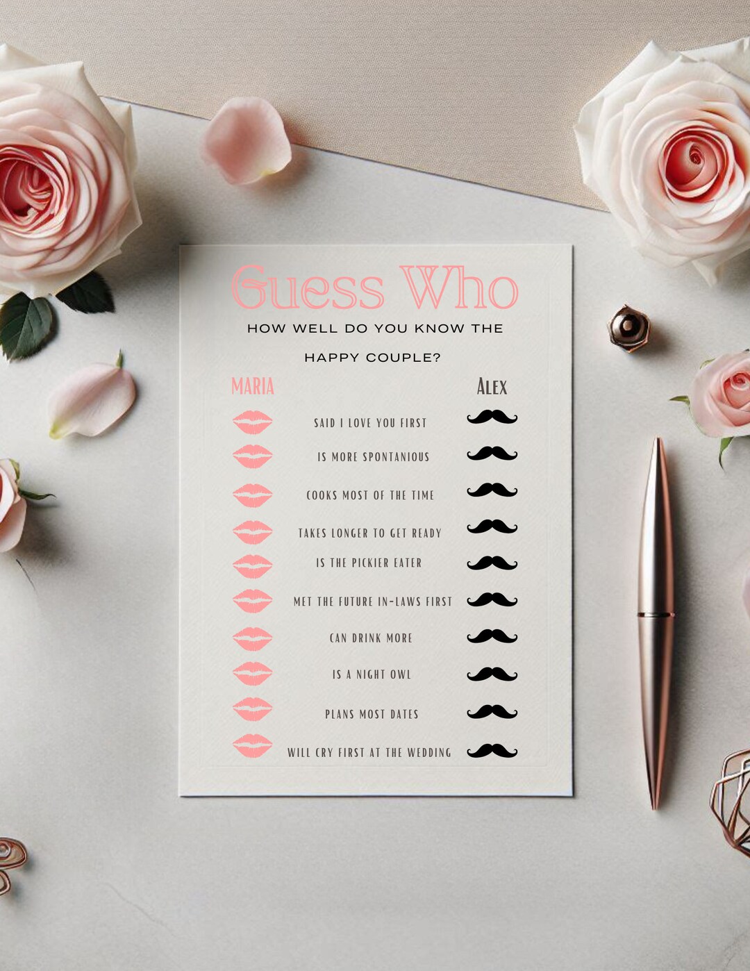 Bridal Shower Game - Guess Who Bride or Groom - Etsy