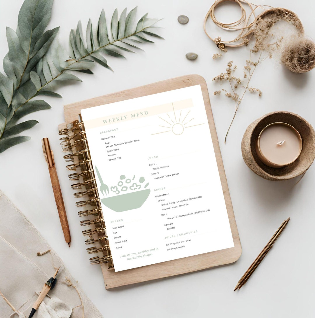 Meal Planner Boho Printable Meal Planner Template, Diet Tracker ...