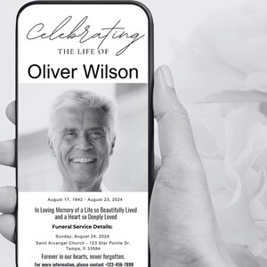 Digital Funeral Invitation Template Editable Celebration of Life ...
