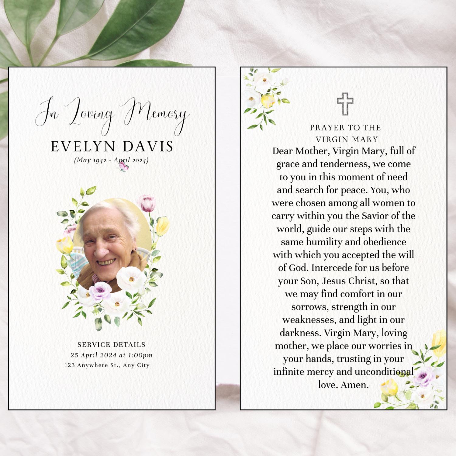 Funeral Card Funeral Poem Catholic Funeral Prayer Cards funeral Prayer ...