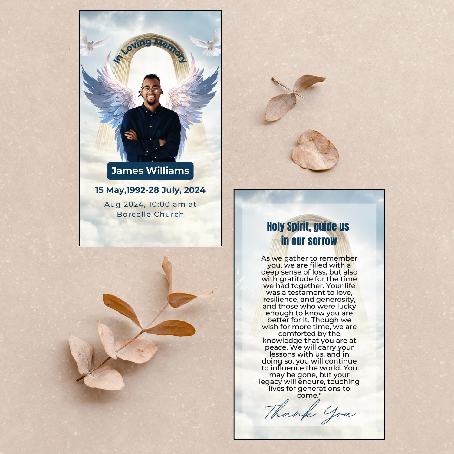 Personalized Funeral Prayer Card for Memorials | Printable Memorial ...