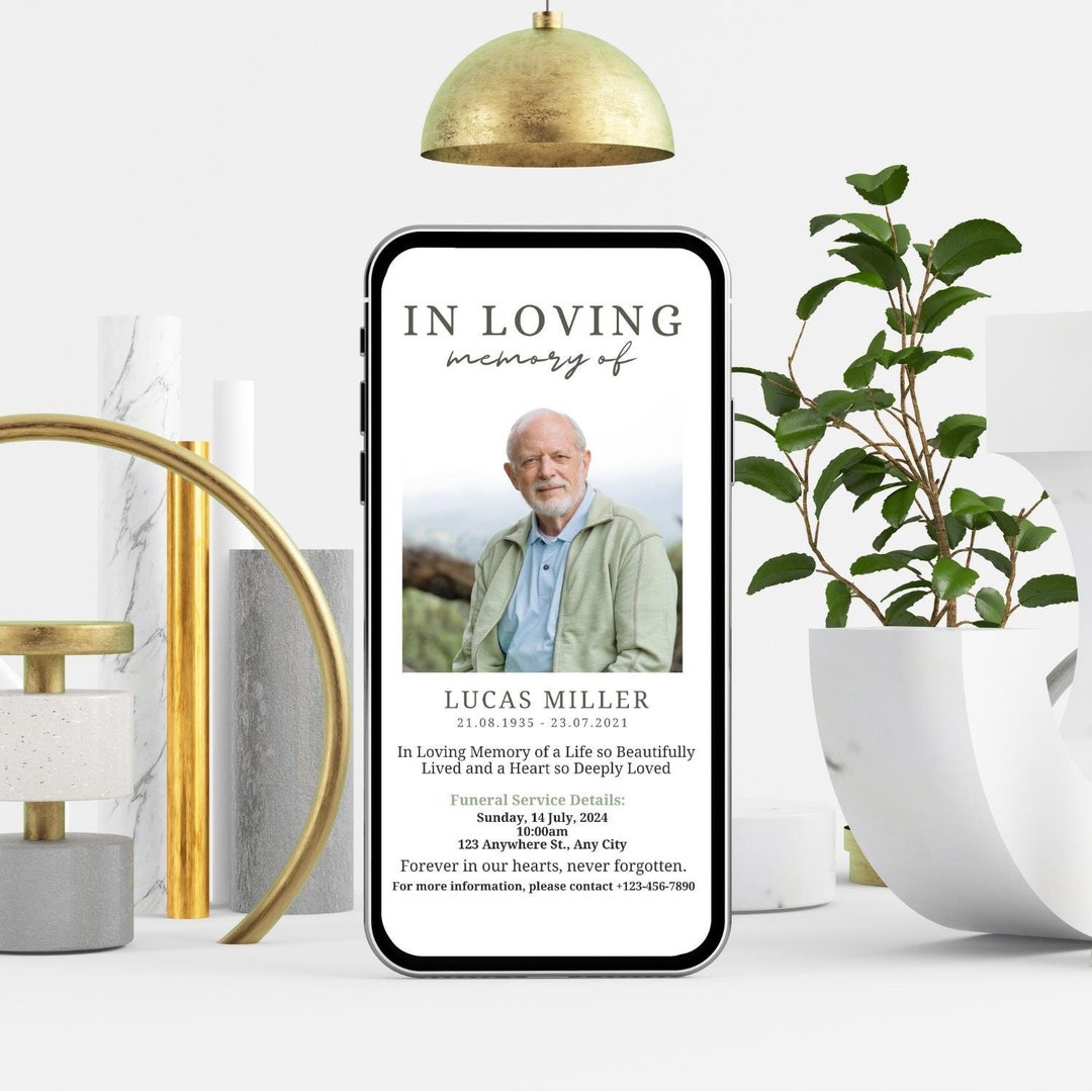 Funeral Invitation Digital Men Funeral Mass Invitation Funeral ...