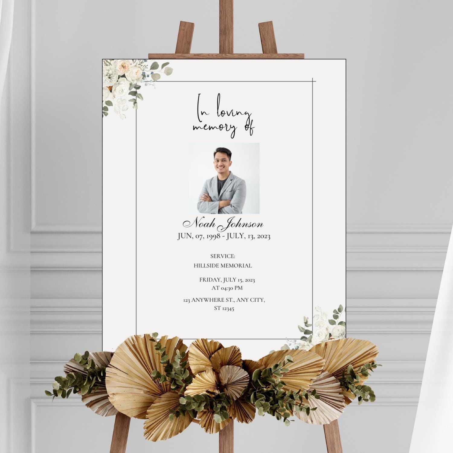 Personalized Memorial Photo Poster: Editable Funeral Template for Life ...