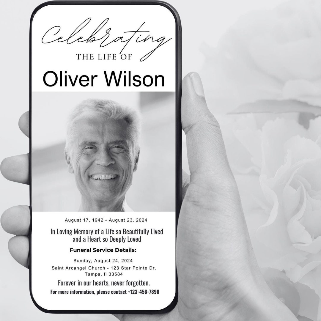 Digital Funeral Invitation Template Editable Celebration of Life ...