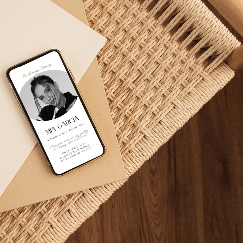 Editable Digital Funeral Invitation Template Personalized Memorial ...