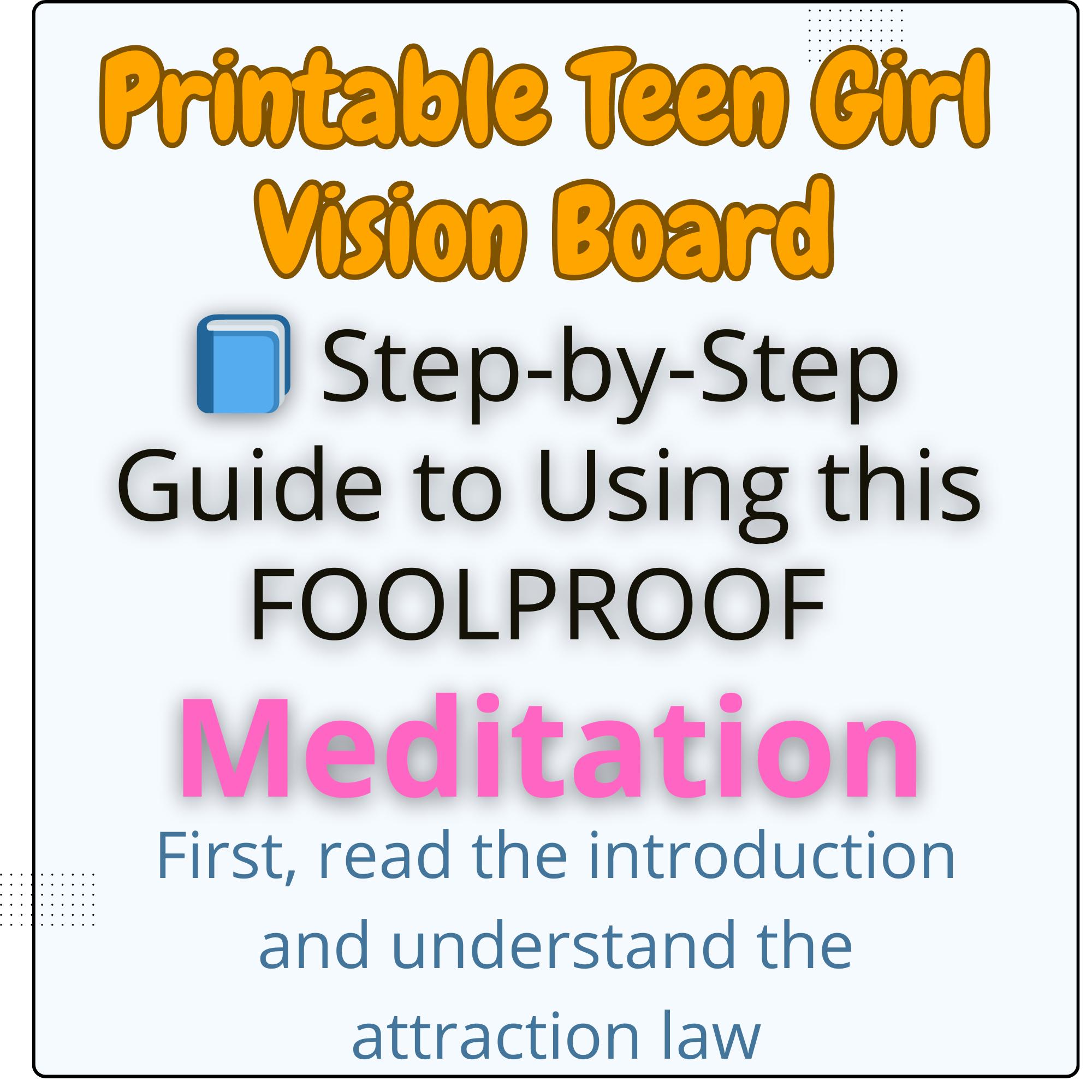 Vision Board Printable Teen Girl Vision Board: Focus Your Thoughts ...