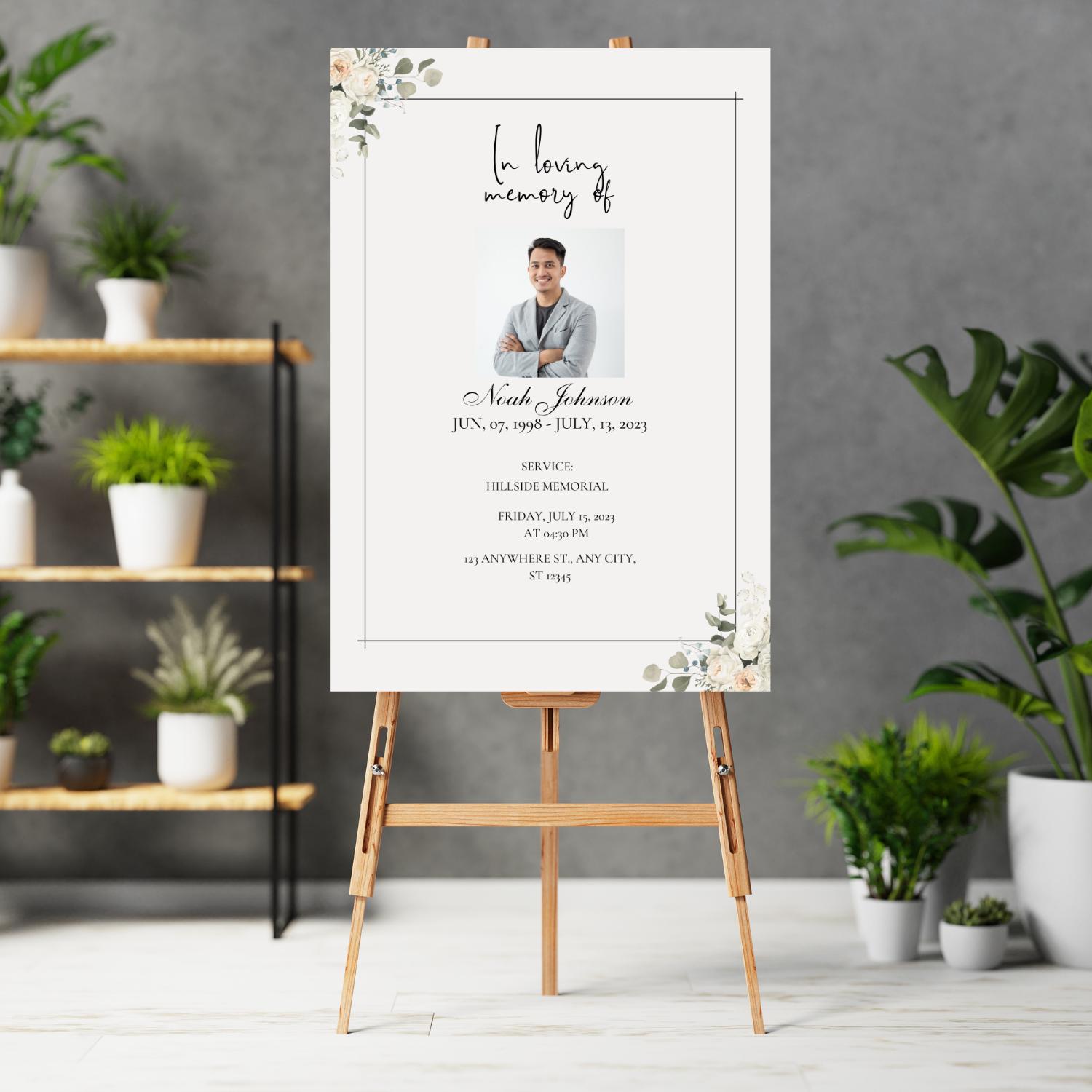 Personalized Memorial Photo Poster: Editable Funeral Template for Life ...